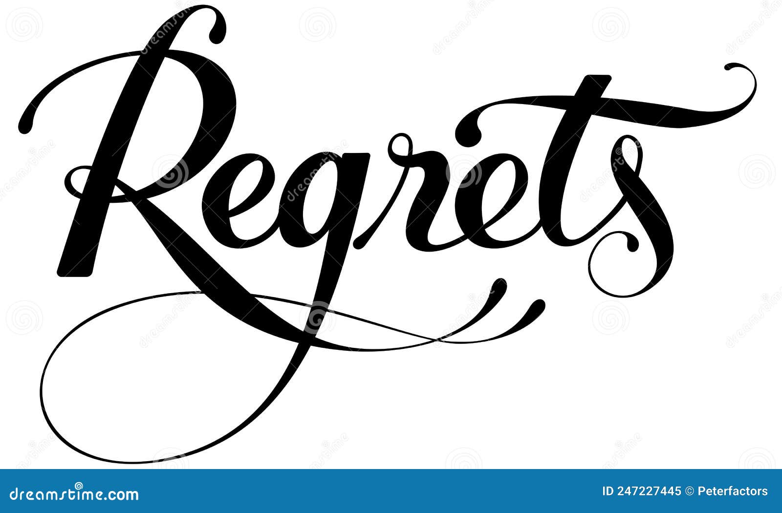 Regrets - Custom Calligraphy Text Stock Vector - Illustration of ...