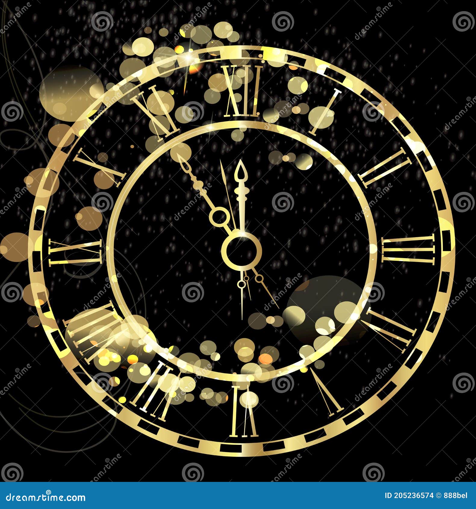 Regular Clock, Which Shows the Time Approaching Twelve, Silver-gold ...