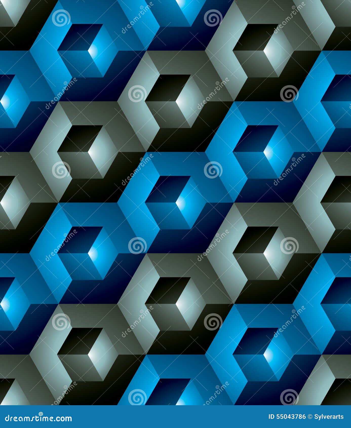 Regular Colorful Textured Endless Pattern with Three-dimensional Cubes ...