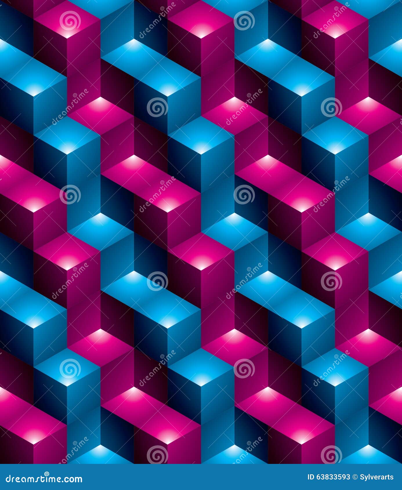 Regular Colorful Textured Endless Pattern with Three-dimensional Cubes ...
