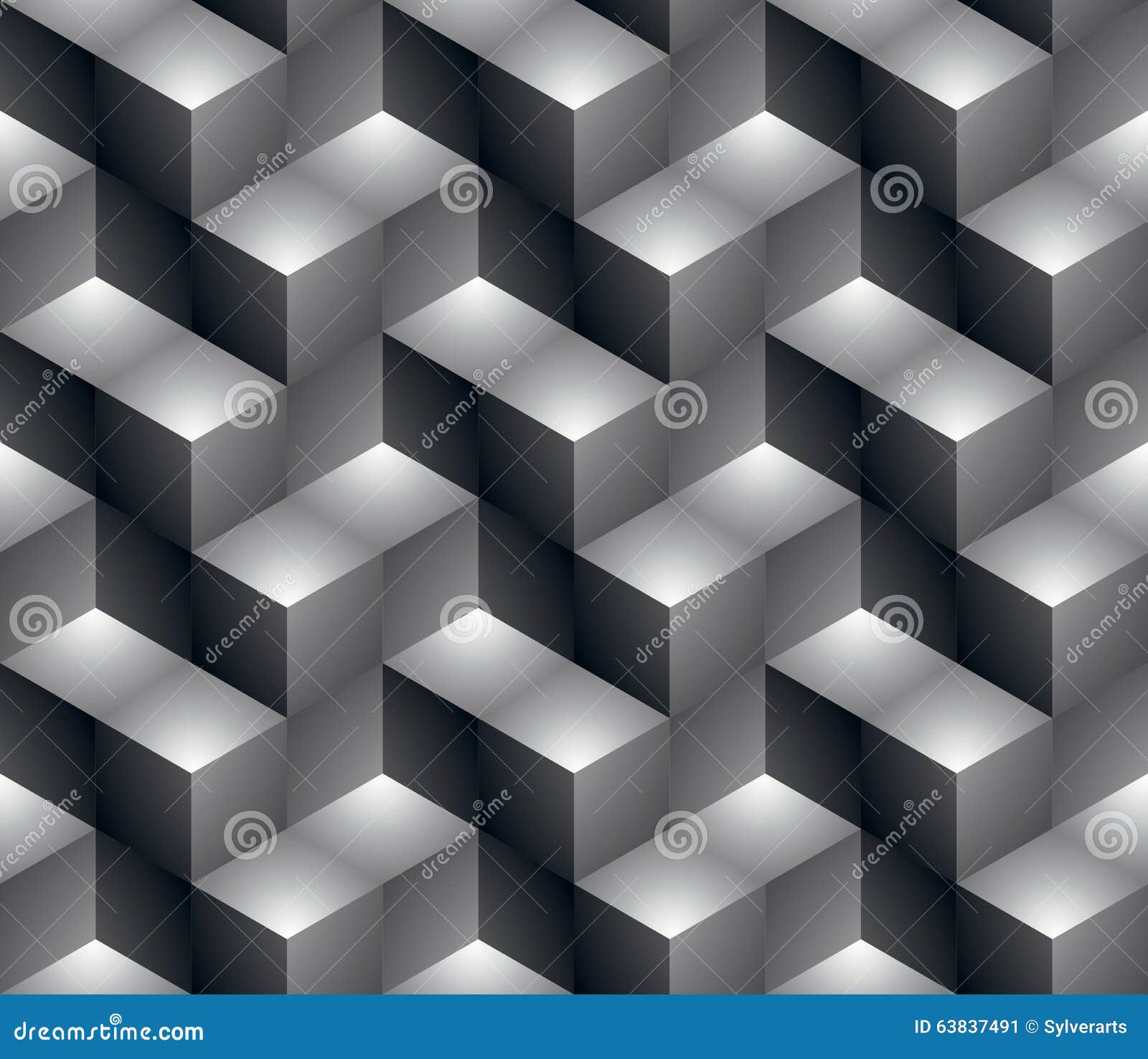 Regular Contrast Textured Endless Pattern with Three-dimensional Cubes ...
