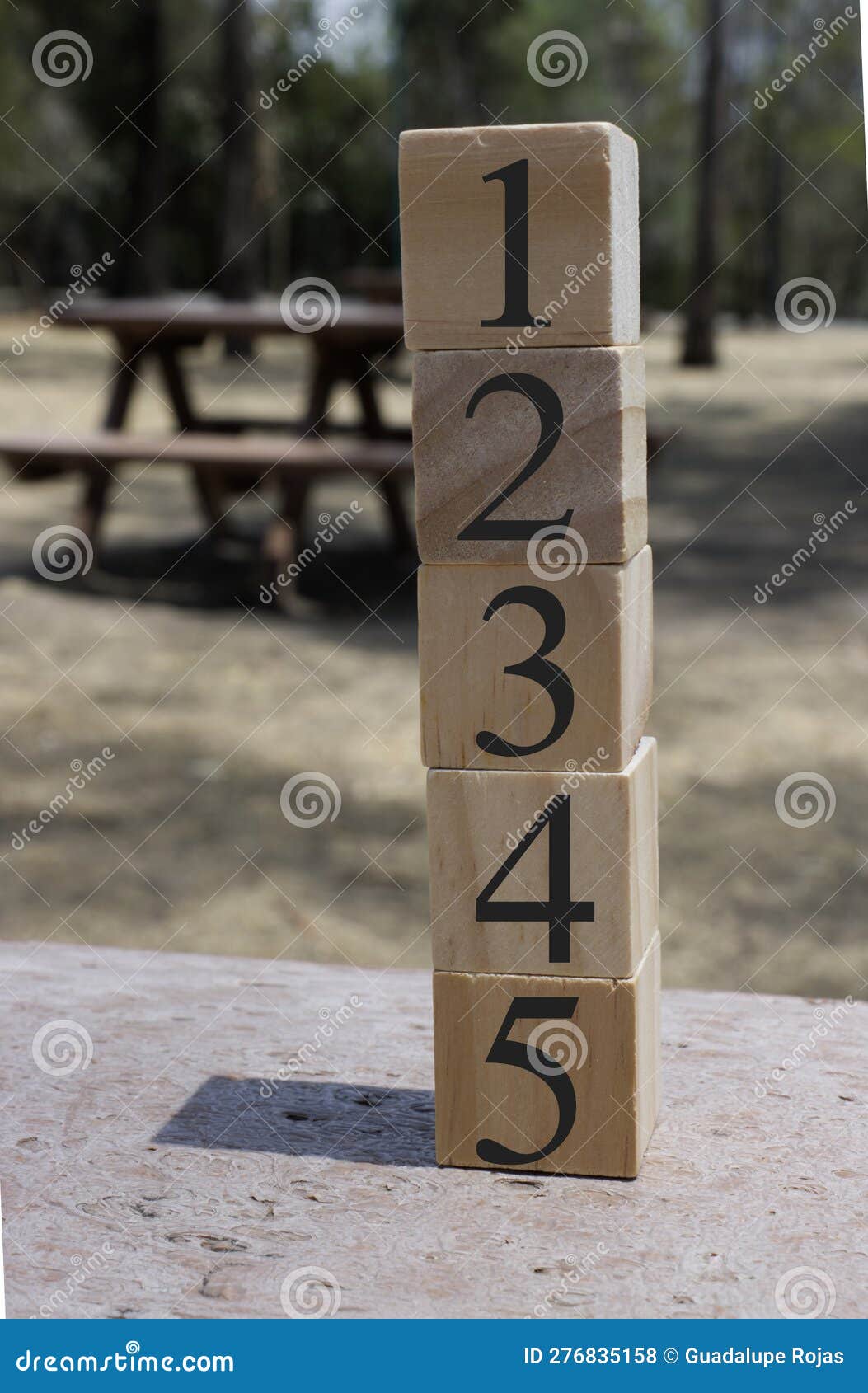Numbers from 1 To Five on Some Wooden Cubes in the Park Stock Photo ...