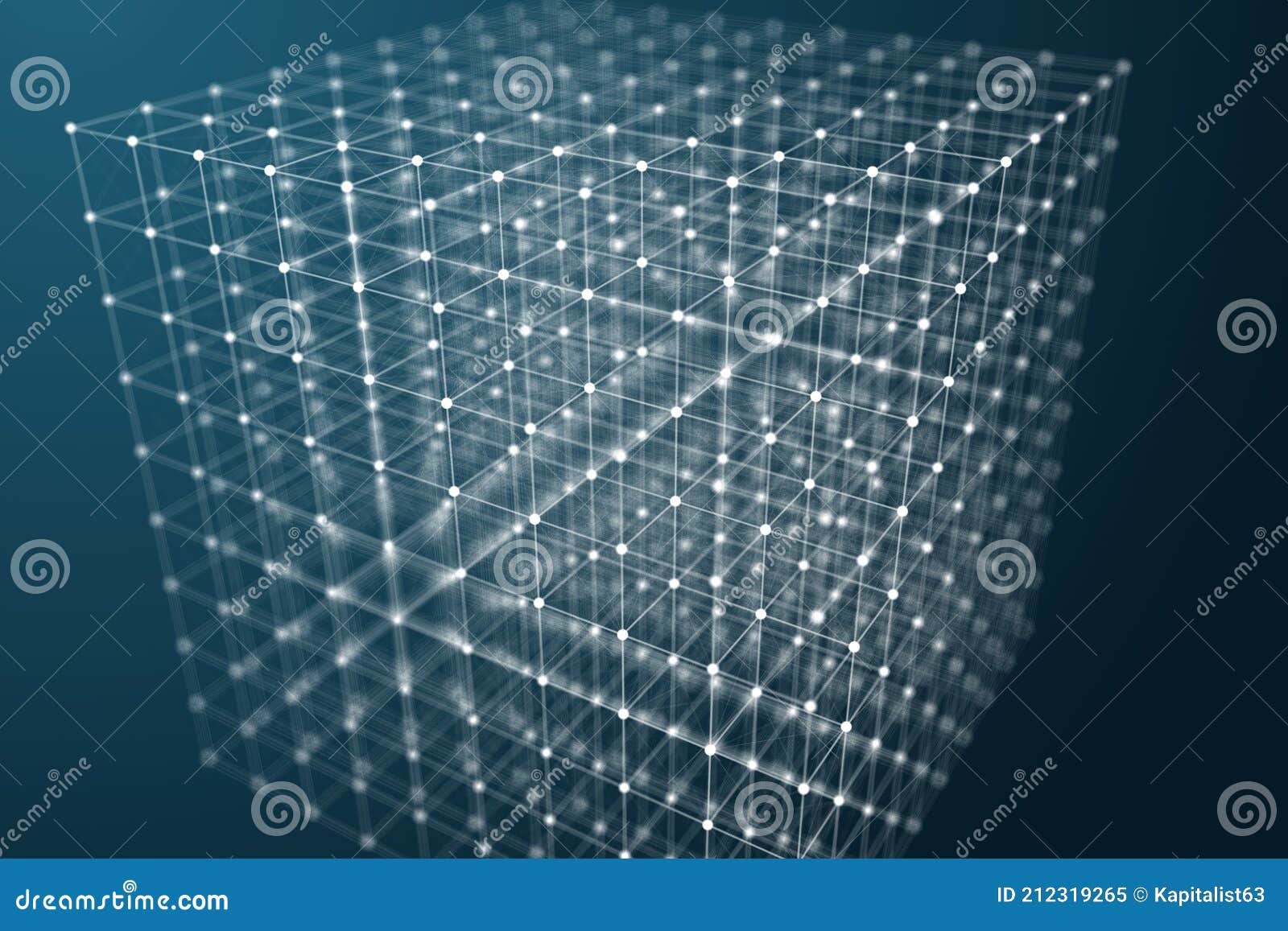 Regular Cube of Lines and Points in Space Stock Illustration ...