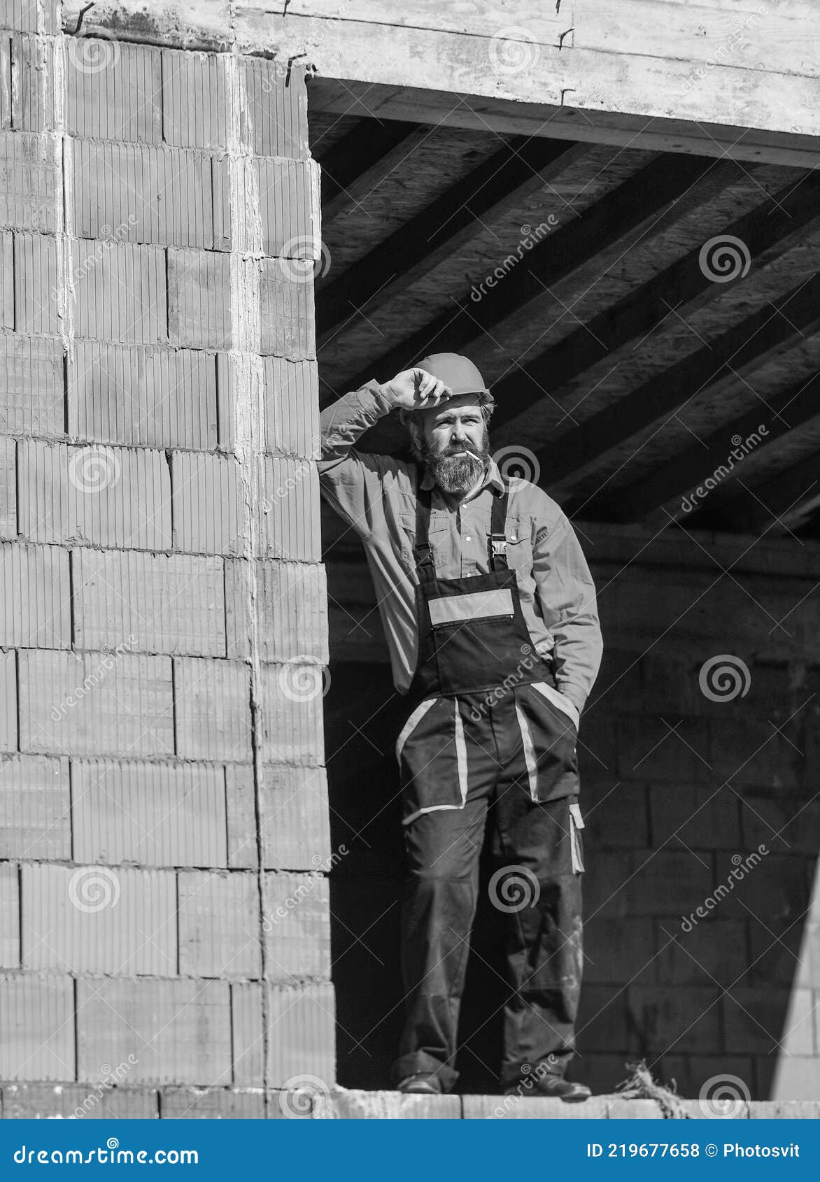 Regular Day. daily Routine at Construction. Well Done. Repairman Tired ...