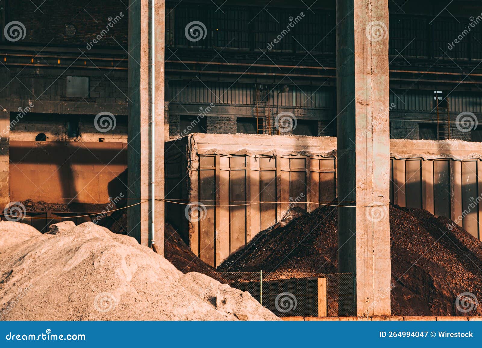 Regular Footage of a Construction with Piles of Soil and Cement and ...