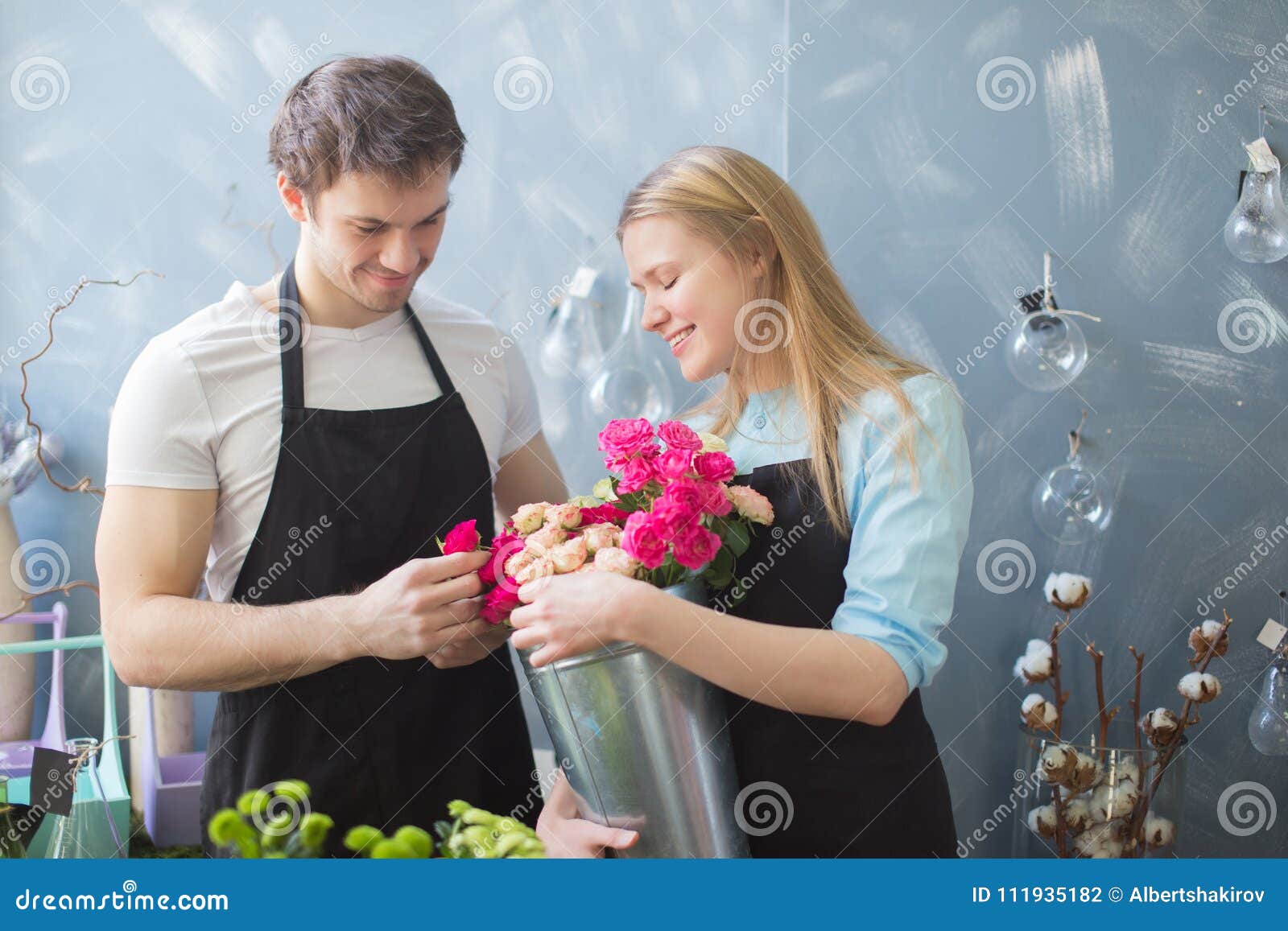 Regular Job of Florists. Friendly Workers Stock Photo - Image of love ...