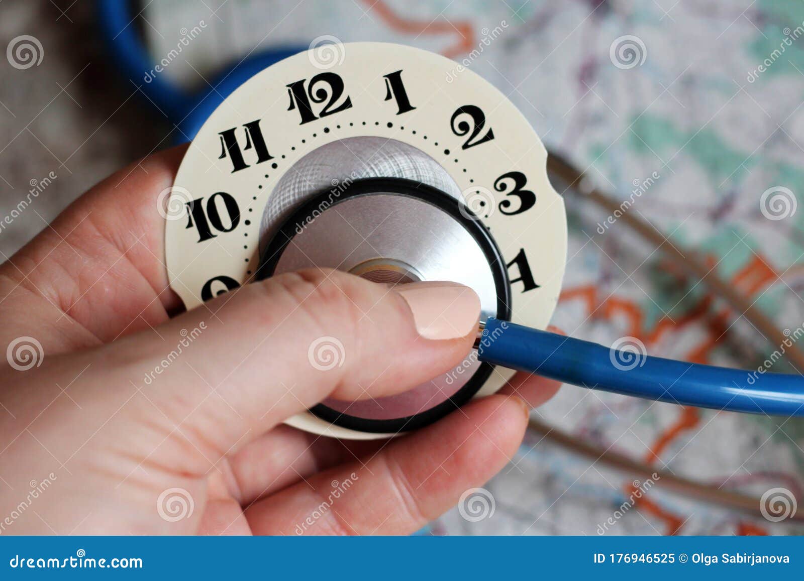 Regular Medical Examination Concept, Stethoscope and Clock in the Hand ...