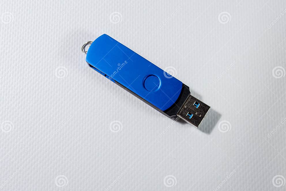 Bright Blue USB Drive Isolated on White Background Stock Photo - Image ...
