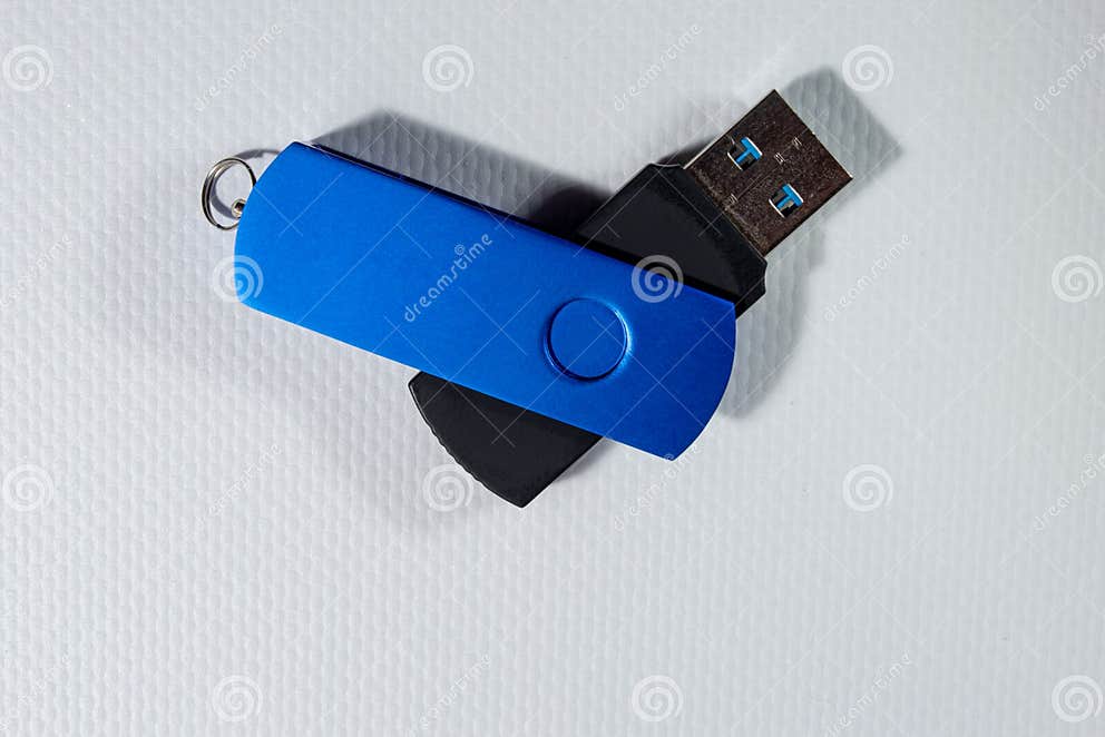 Bright Blue USB Drive Isolated on White Background Stock Photo - Image ...