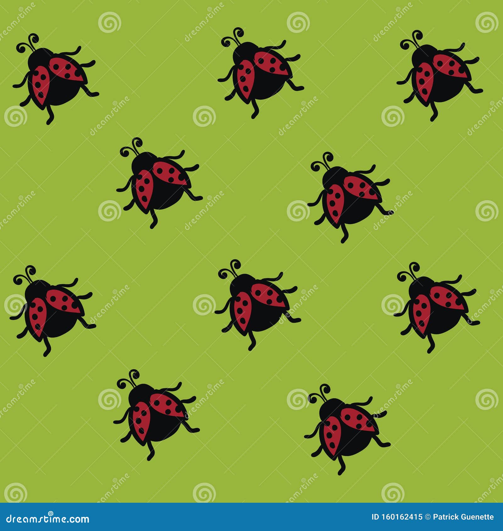 A Regular Pattern of Dome-shaped Red Ladybugs, Vector or Color ...