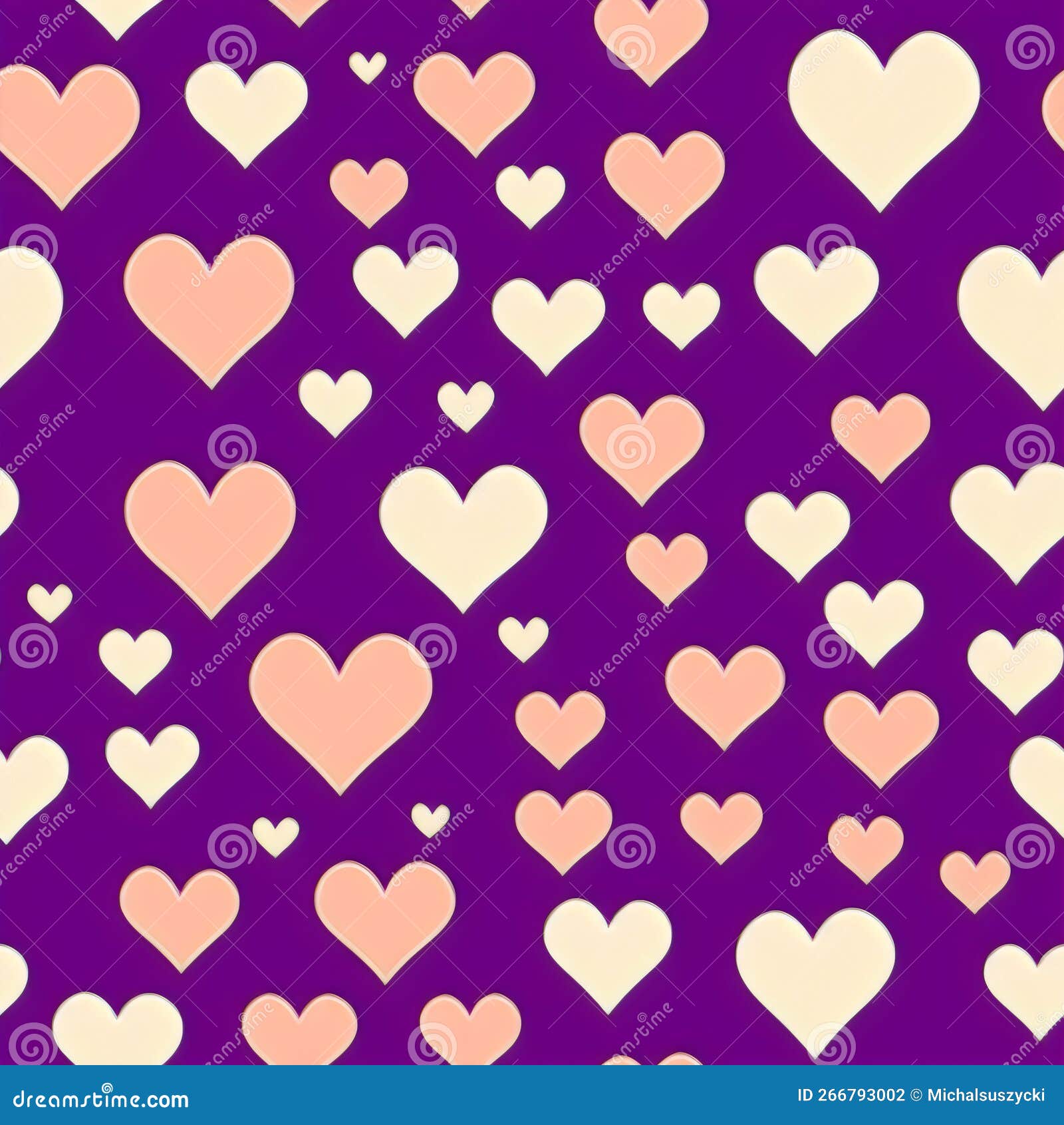 Regular Pattern on Violet Background, Seamless Hearts Pattern, Tileable ...