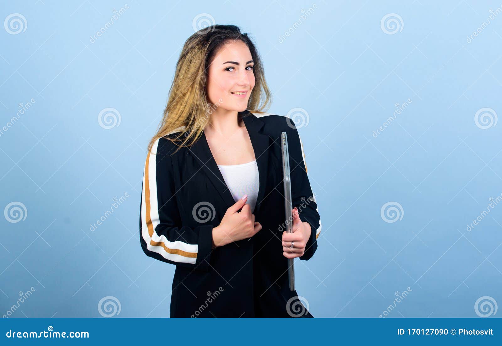 Regular Pc User. Information Source. Blogging Concept. Girl with Laptop ...