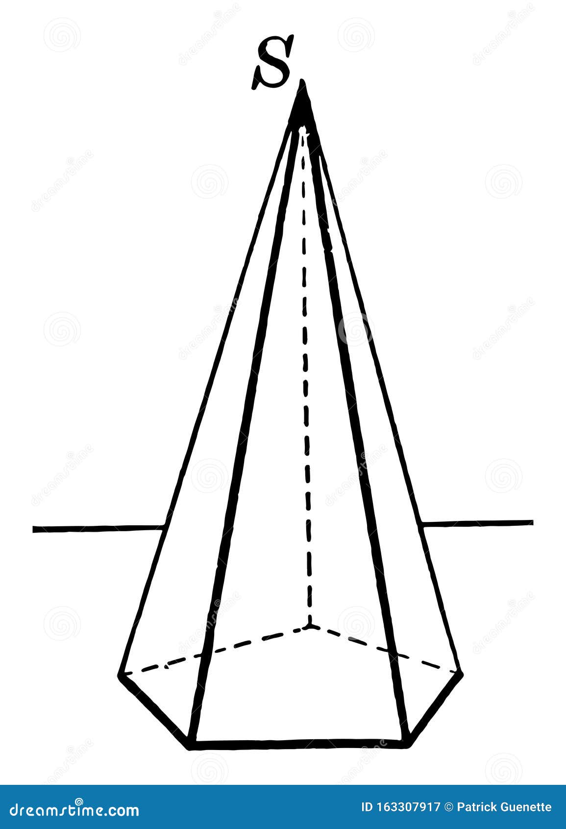 Regular Pyramid with Pentagonal Base Vintage Illustration Stock Vector ...