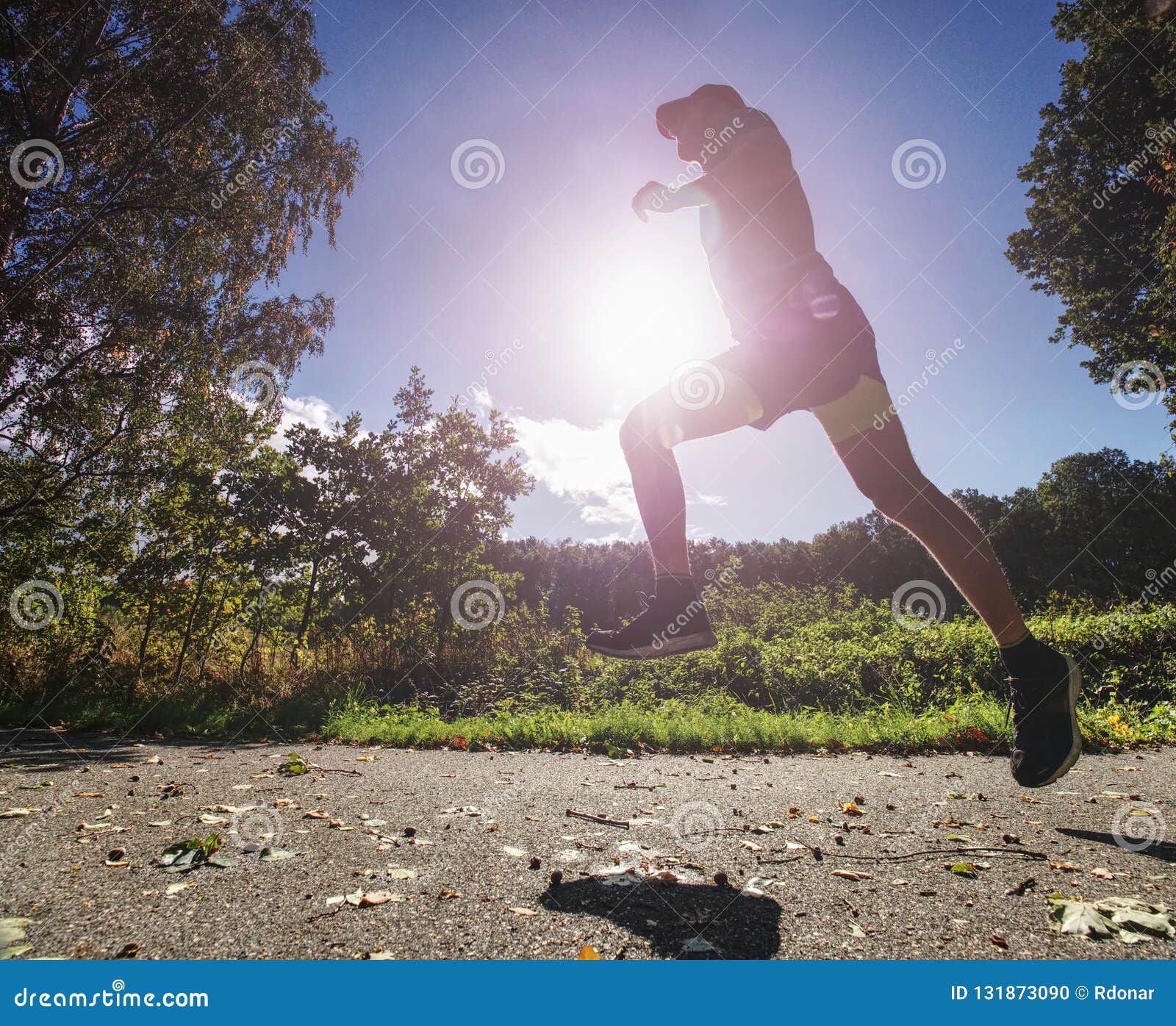 Regular Run through Park. Man Quickly Running on His Loop Stock Photo ...