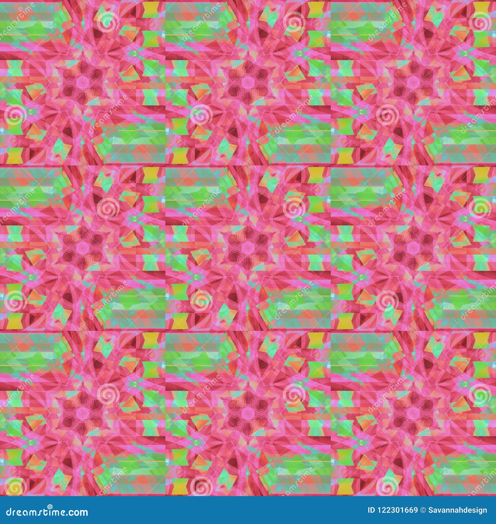 Regular Seamless Intricate Pattern Pink Red Violet and Light Green ...