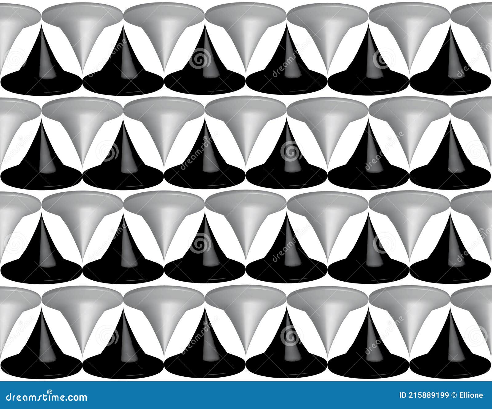 Regular Series with Black and White Conical Geometric 3D Seamless ...