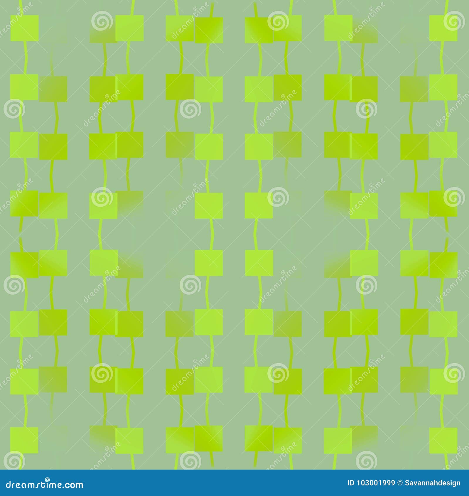 Regular Squares Pattern with Wiggly Lines Lemon Lime and Light Green on ...