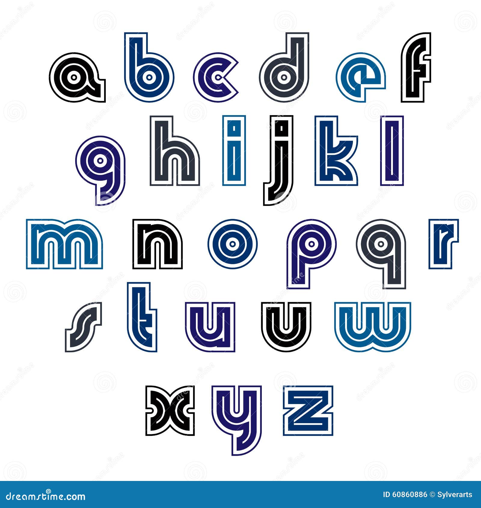 Regular Stylish Contrast Font With Double Lines. Distinct Colorful ...