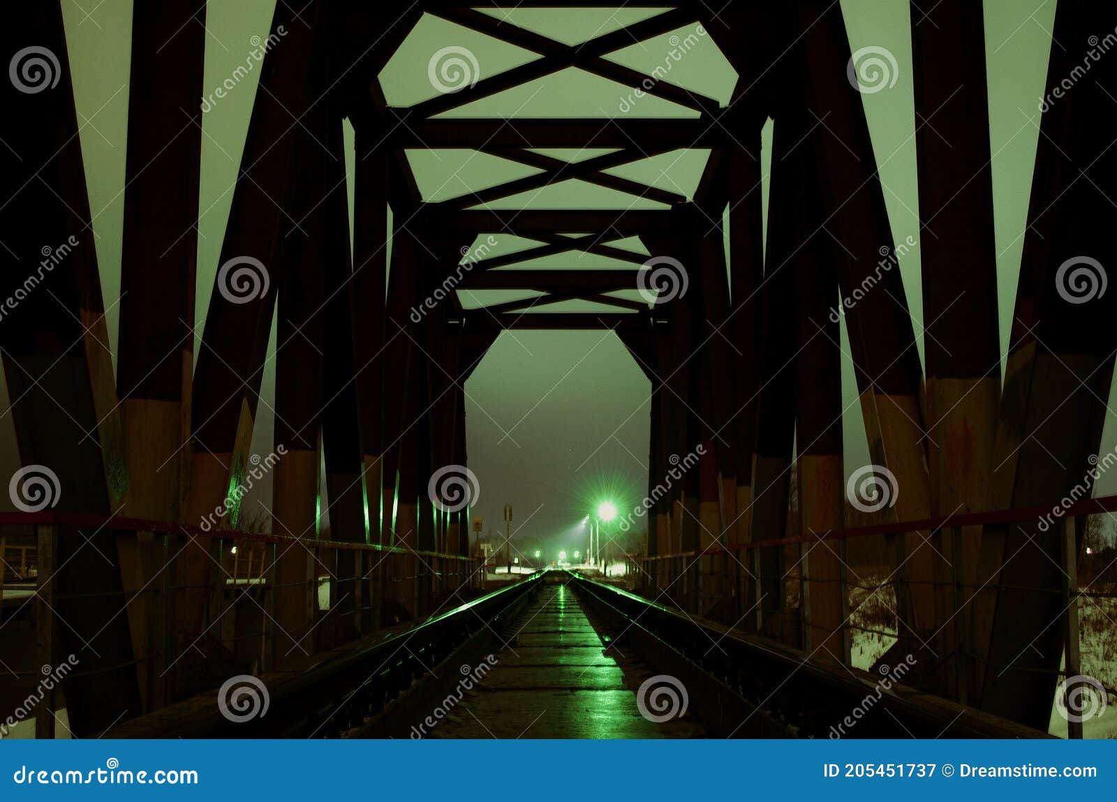 Regular Train Bridge Rail in Night Stock Image - Image of train, bridge ...