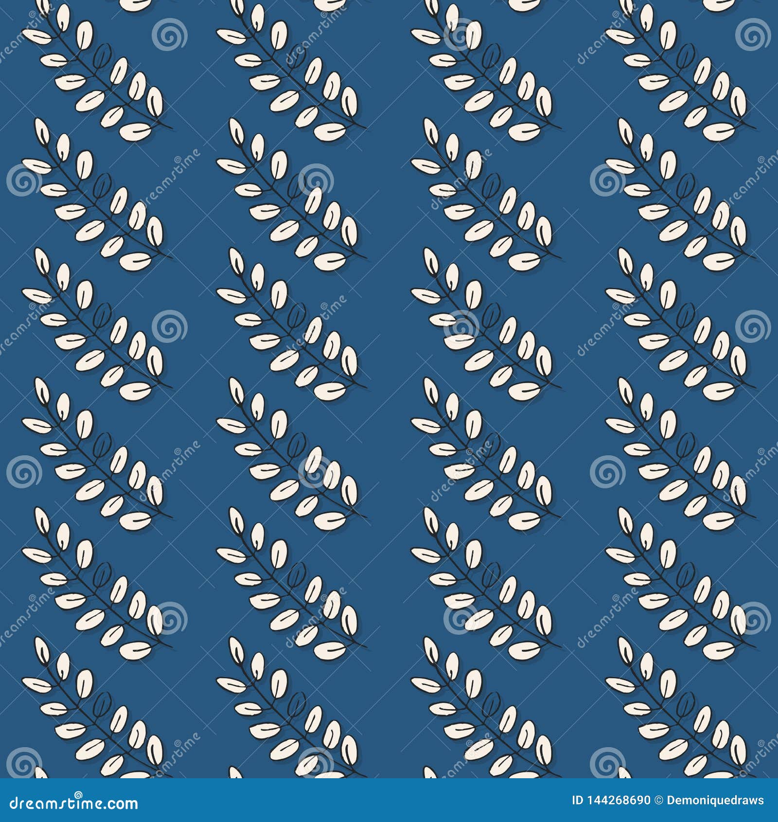 Regular Vertical Rows of Leaves on Blue Background Stock Vector ...