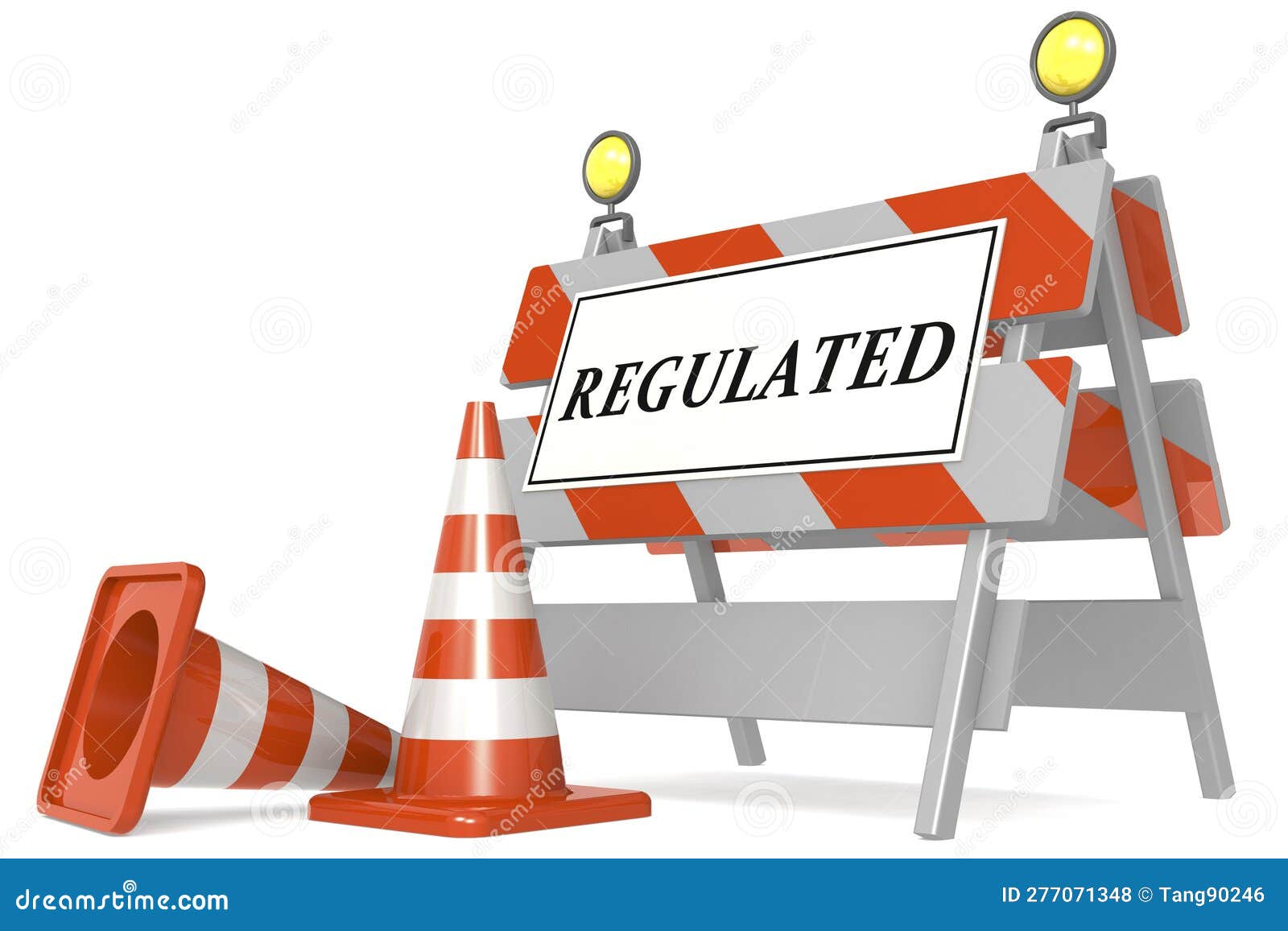 Regulated Sign on Barricade and Traffic Cones Stock Illustration ...
