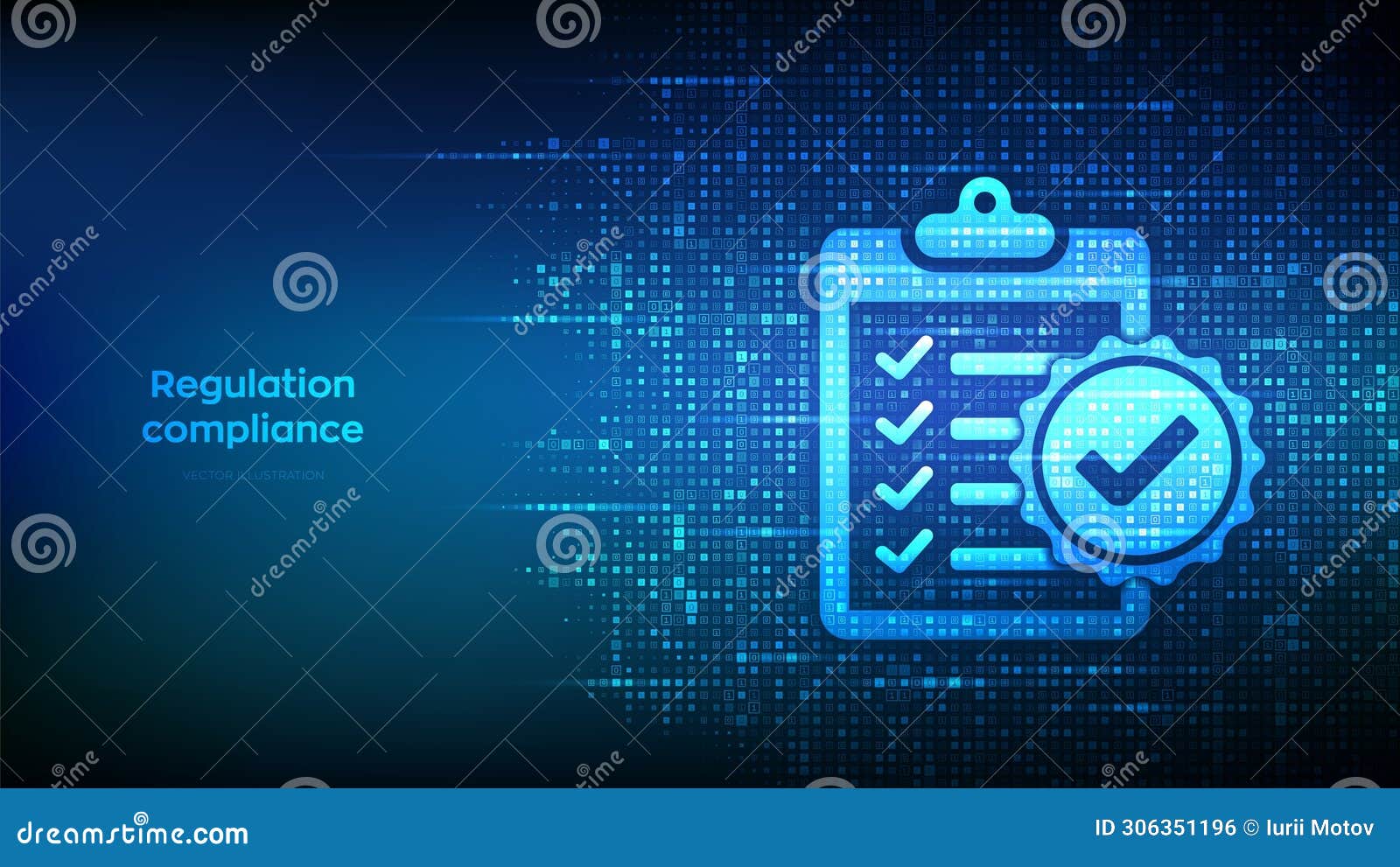 Regulation Compliance Icon Made with Binary Code. Reg Tech Financial ...