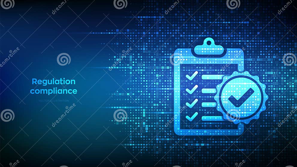 Regulation Compliance Icon Made with Binary Code. Reg Tech Financial ...