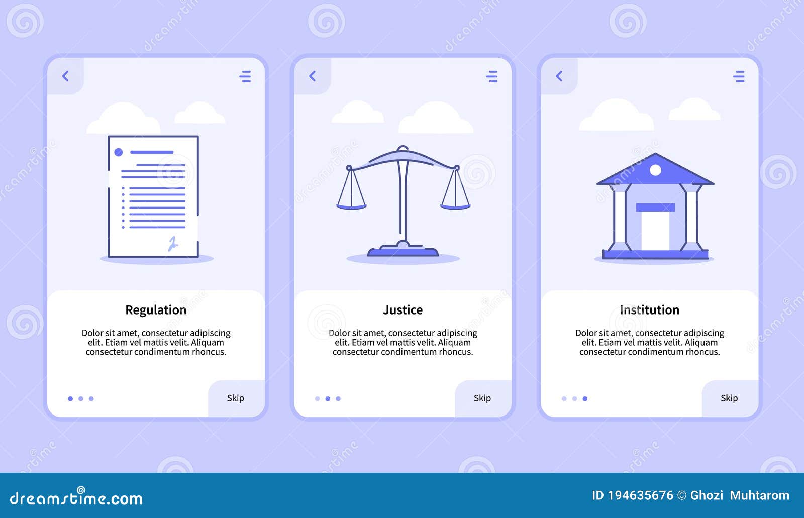 Regulation Justice Institution Onboarding Screen for Mobile Apps ...