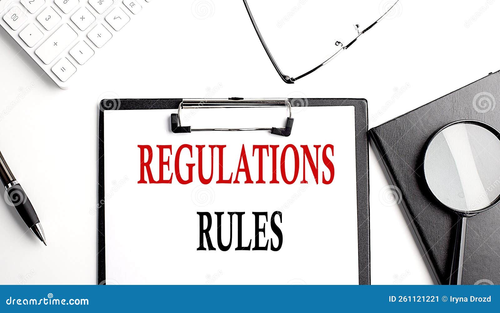 REGULATIONS RULES Text Written on Paper Clipboard with Office Tools ...