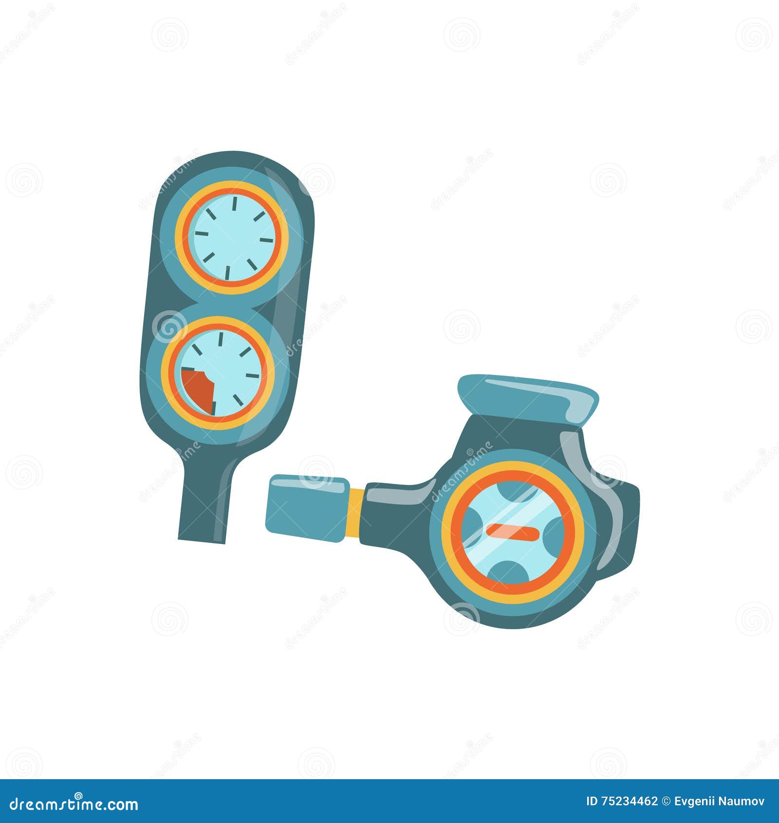 Regulator Second Stage With Depth And Pressure Gauges Console Vector ...