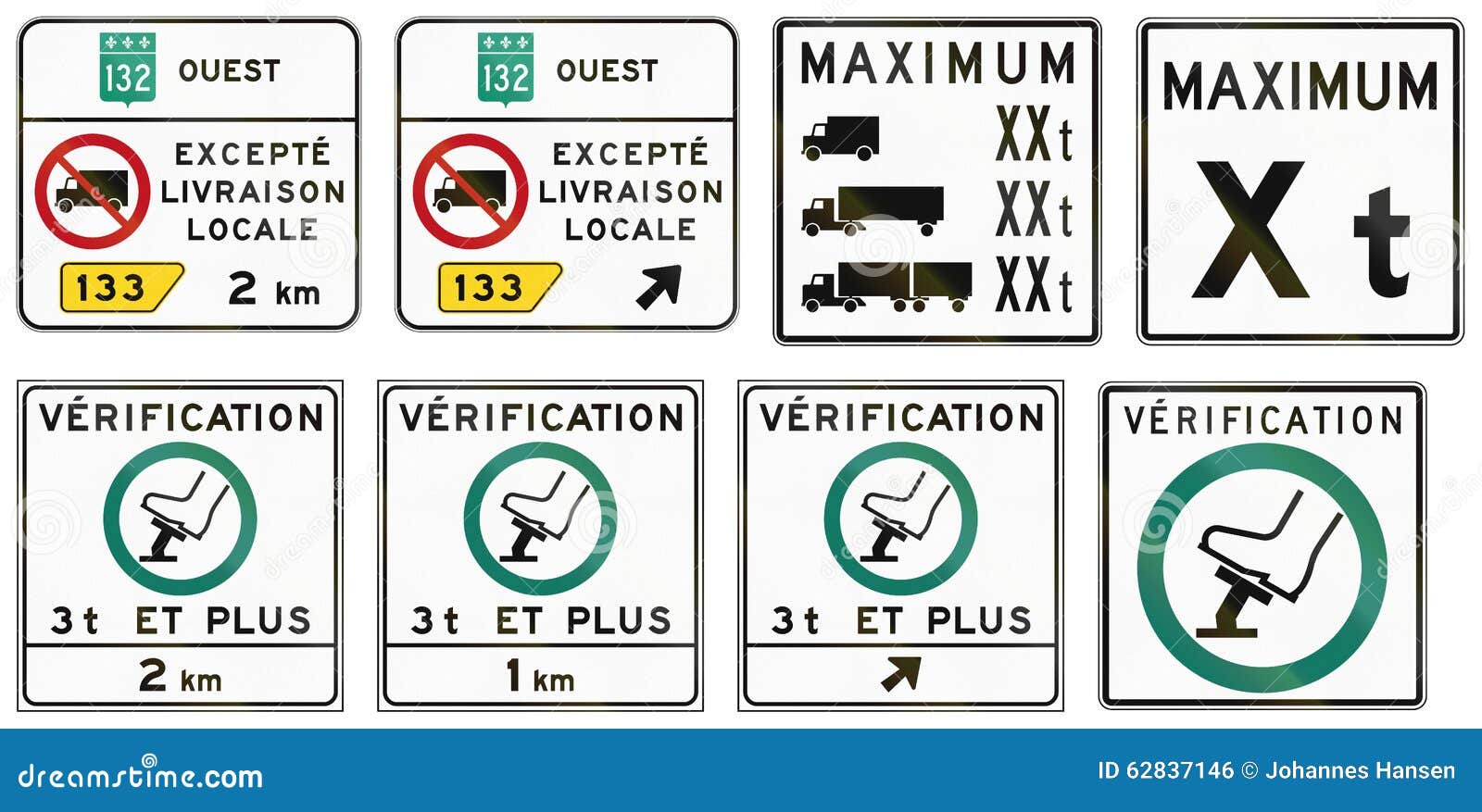 Regulatory Road Signs in Quebec - Canada Stock Illustration ...