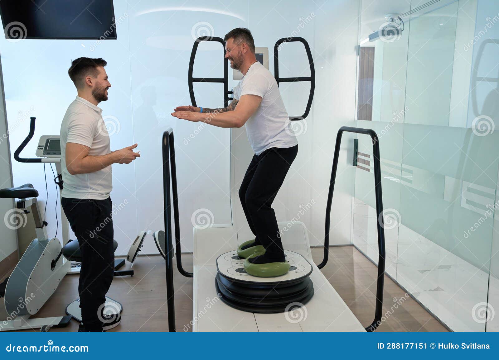 Rehabilitation Center Patient Doing Exercise during Physical Therapy ...