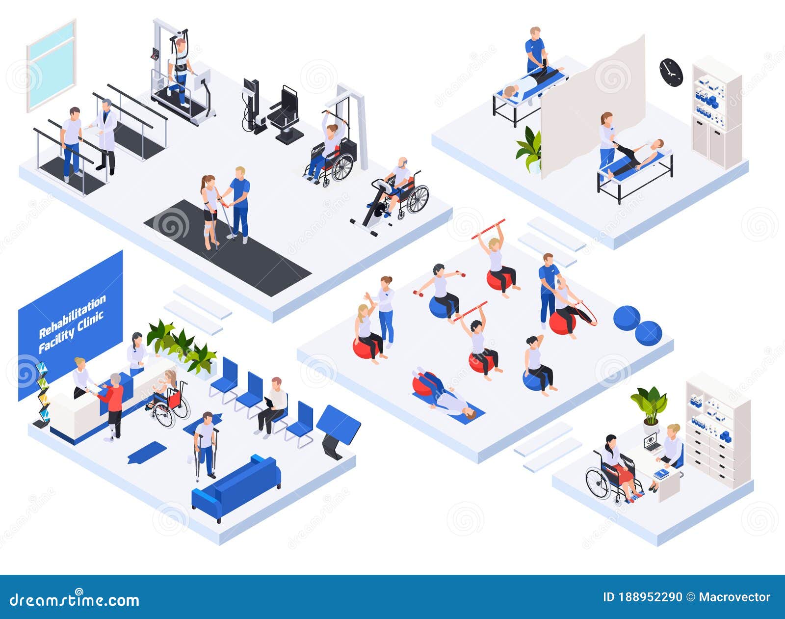 Physiotherapy Rehabilitation Isometric Concept Stock Vector