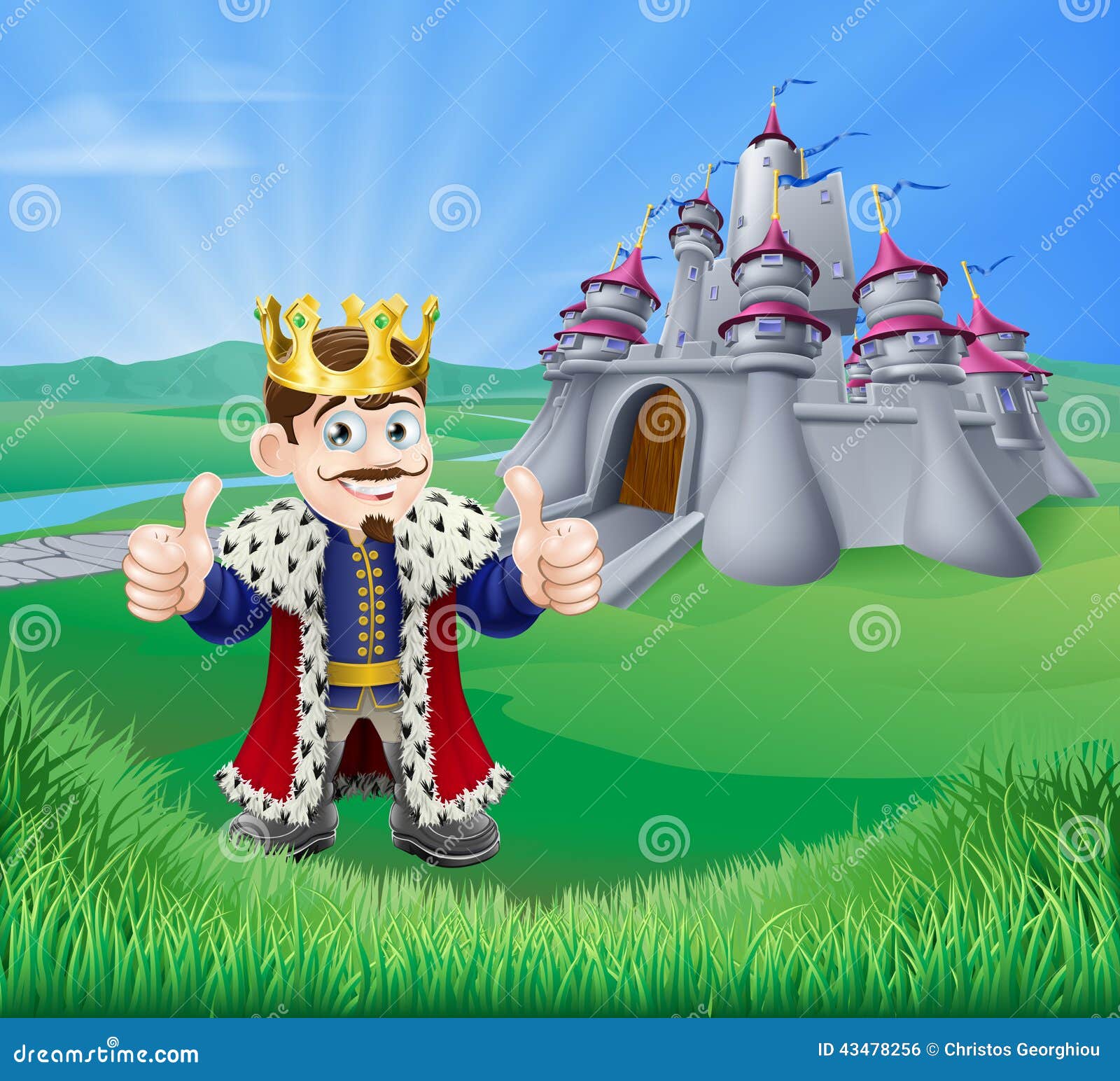 Rei e castelo dos desenhos animados