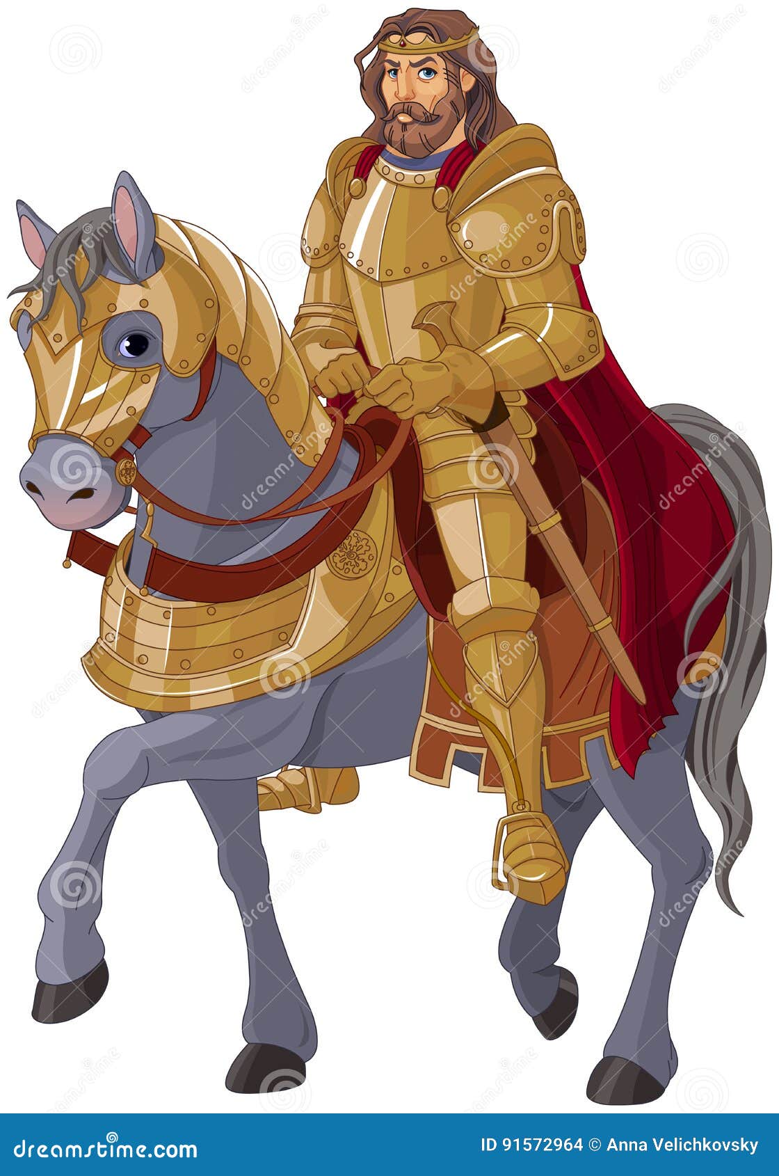 Rei medieval Horseback ilustração do vetor. Ilustração de imagem - 91572964