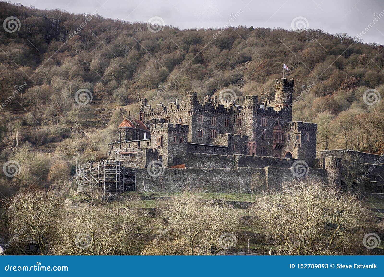 Reichenstein Castle on the Rhine River Stock Image - Image of ...