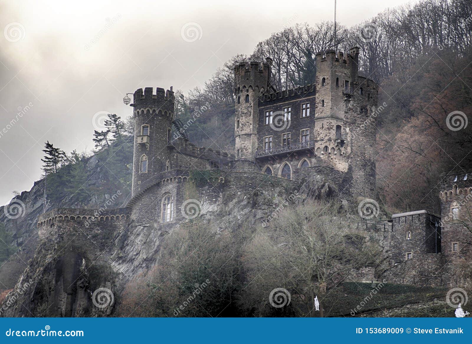 Reichenstein Castle on the Rhine River Stock Image - Image of rhine ...