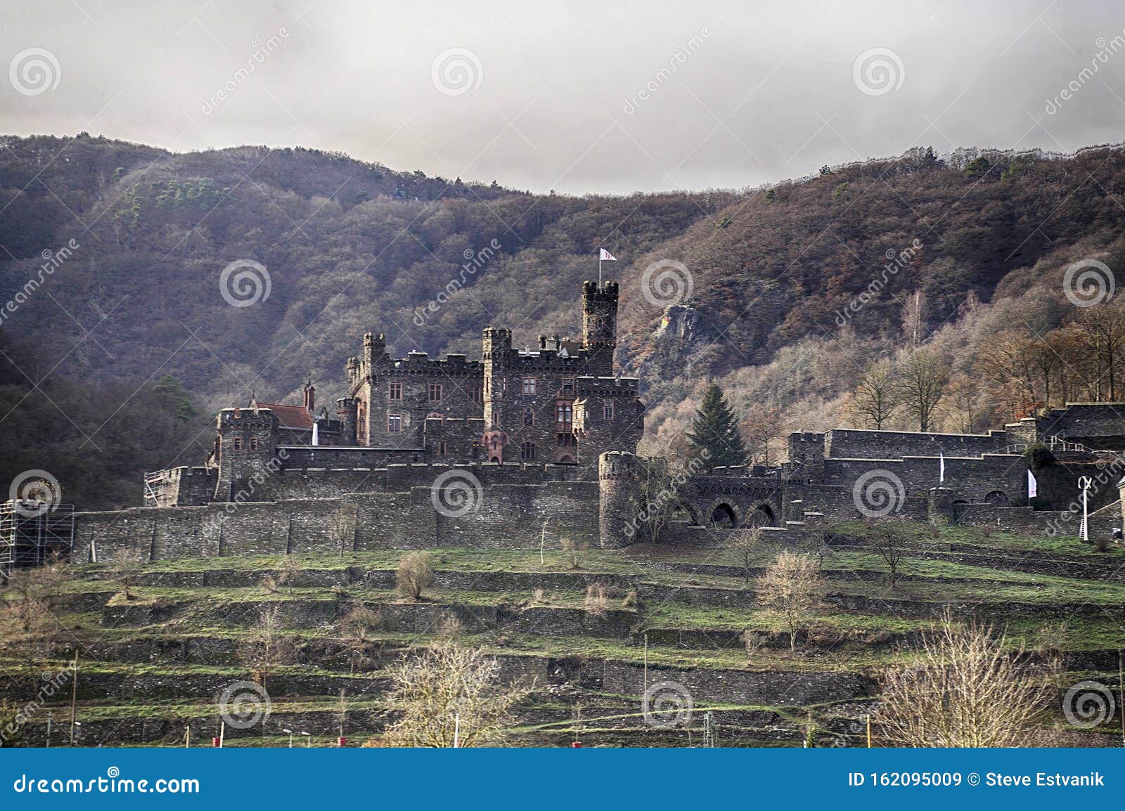 Reichenstein Castle on the Rhine River Stock Image - Image of europe ...