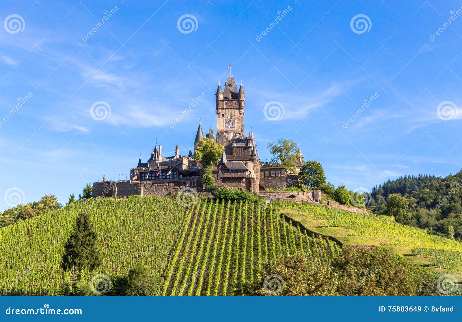Reichsburg Castle in Cochem on the Mosel Stock Image - Image of ...