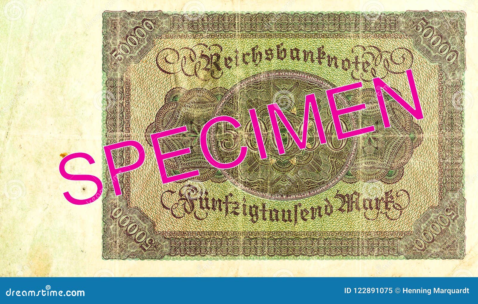 50000 Reichsmark Bank Note 1922 Reverse Royalty-Free Stock Photography ...