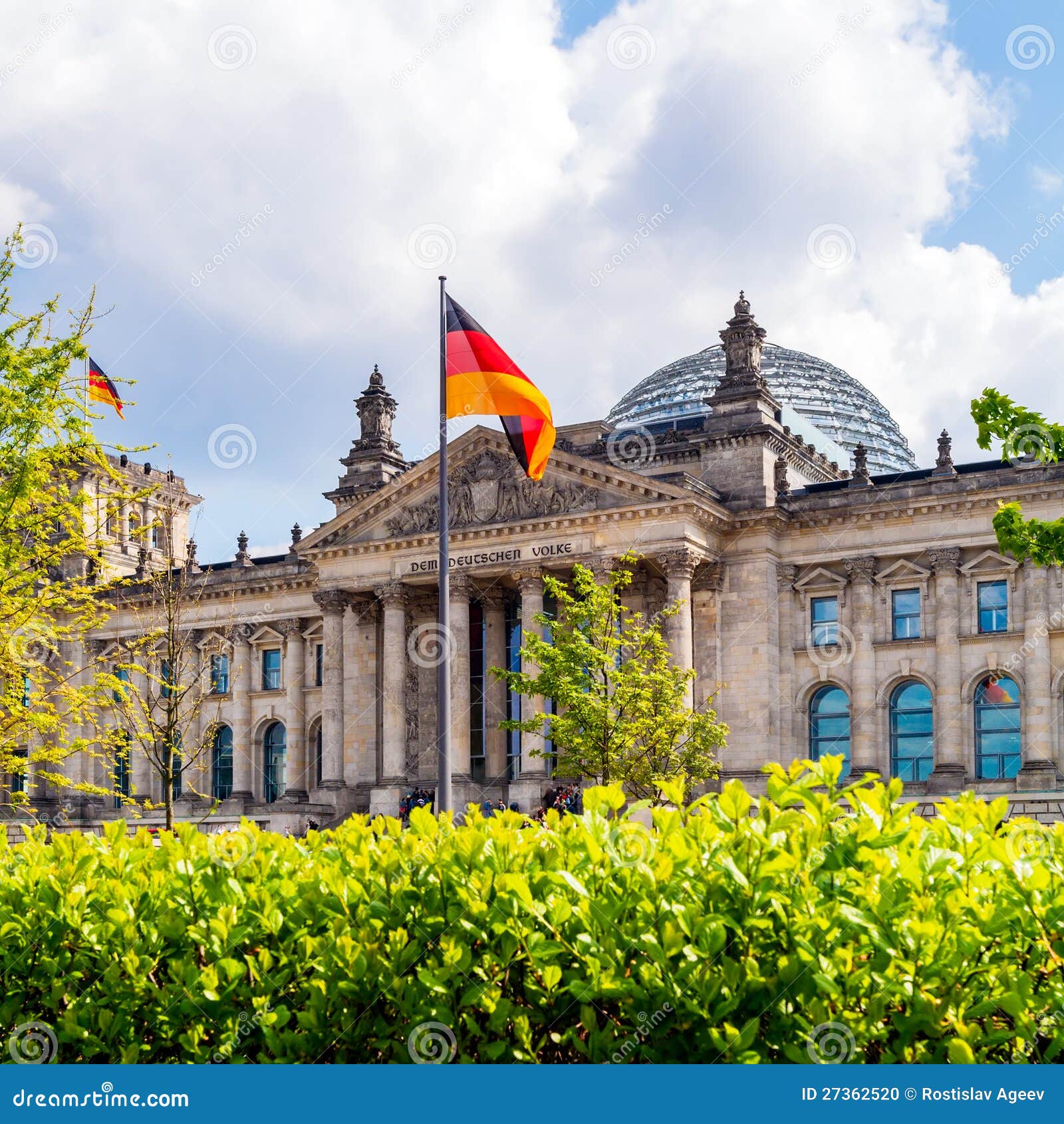Reichstag Building and German Flag, Berlin Stock Photo - Image of ...