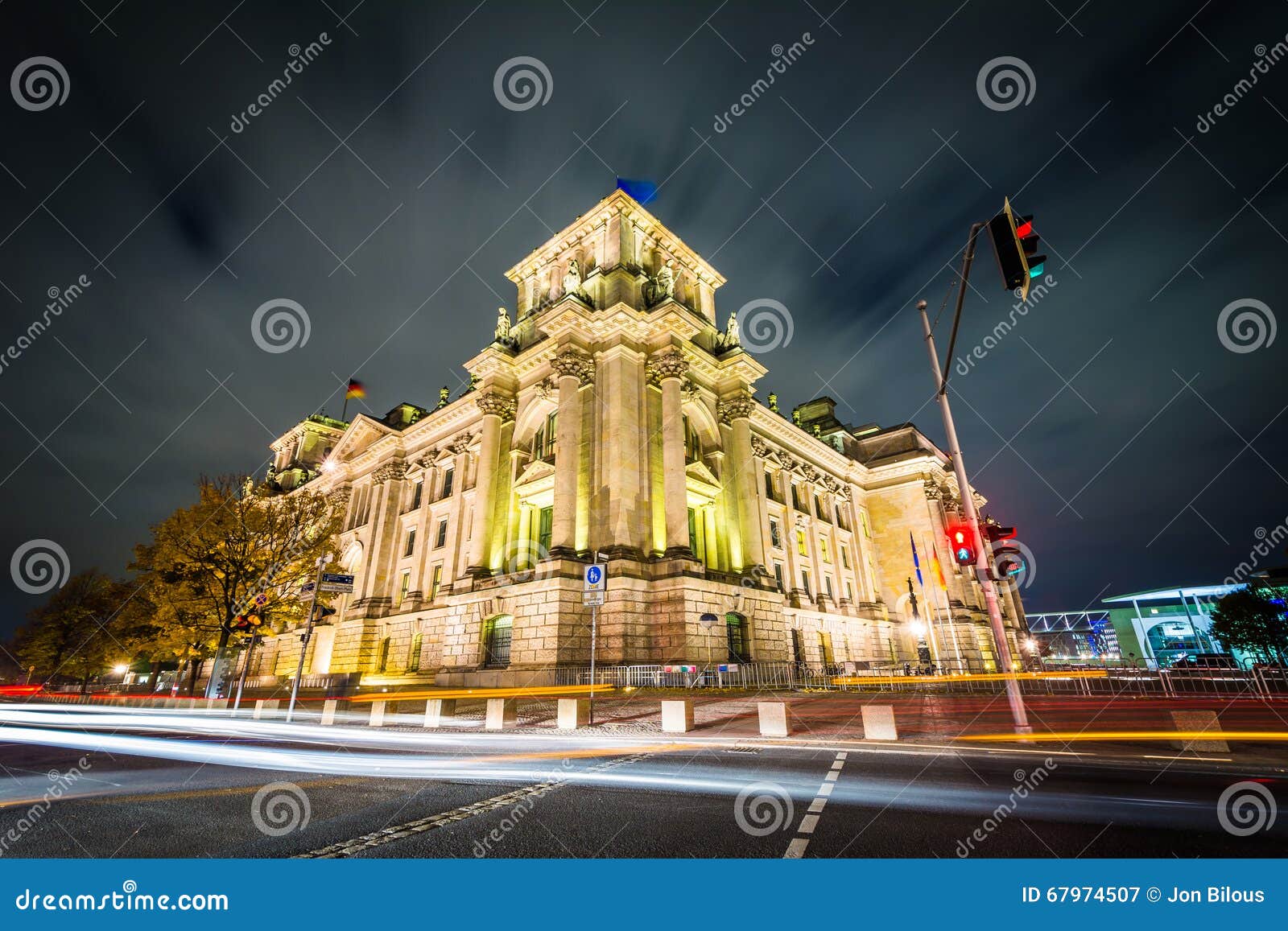 The Reichstag Building at Night, in Berlin, Germany. Stock Image ...