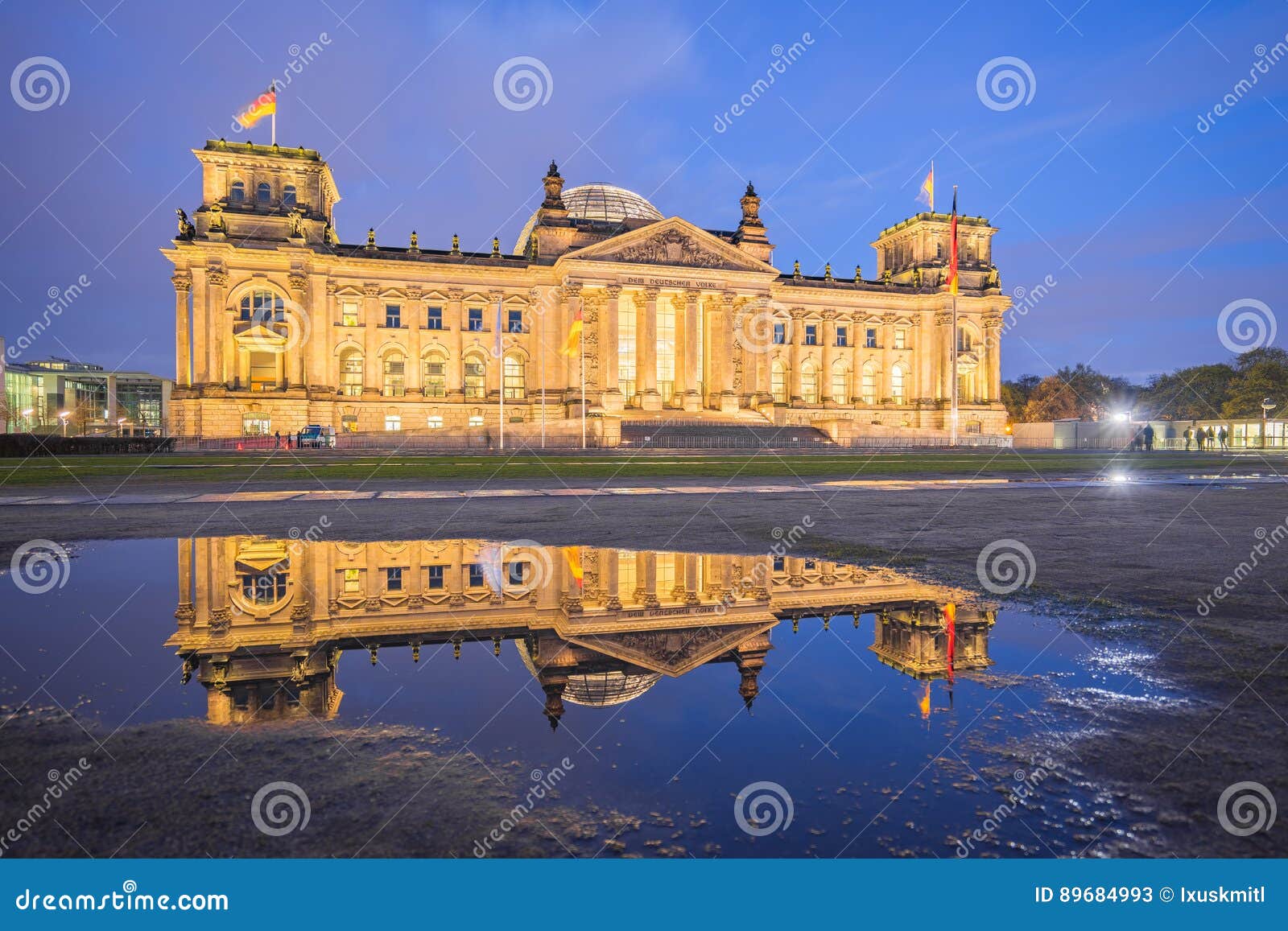 Reichstag Building at Night in Berlin, Germany Stock Image - Image of ...