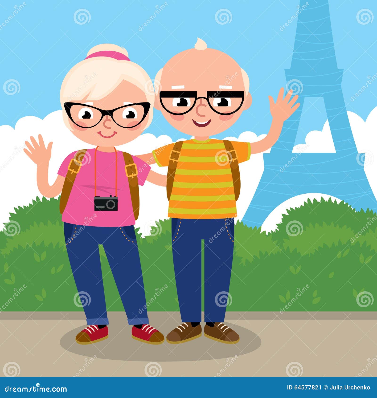 Reifes Paar Reist Nach Paris Vektor Abbildung - Illustration von ...