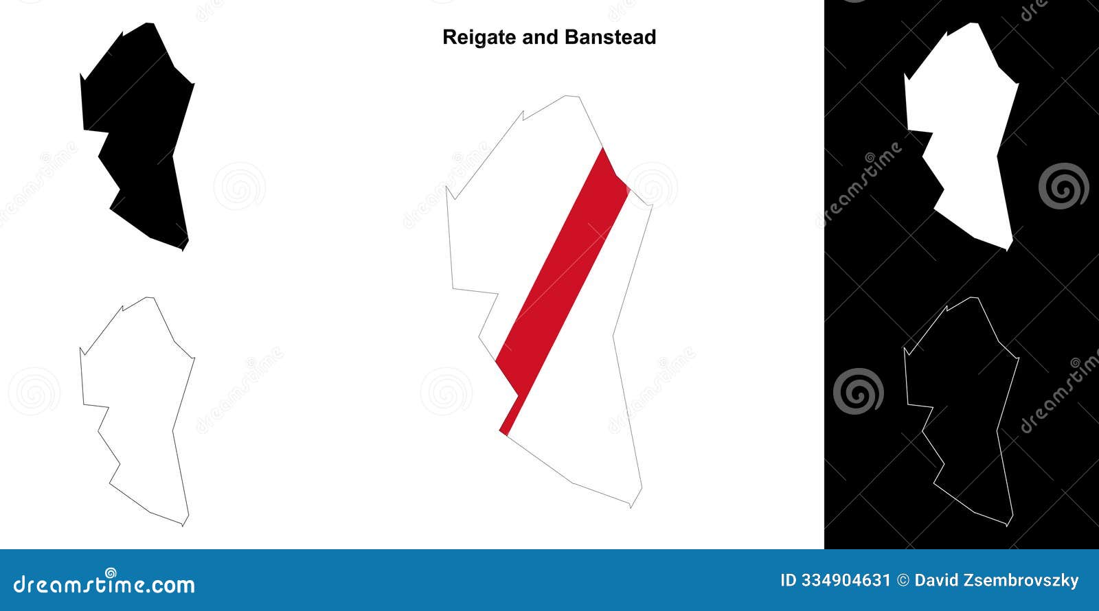 Reigate and Banstead Outline Map Stock Illustration - Illustration of ...