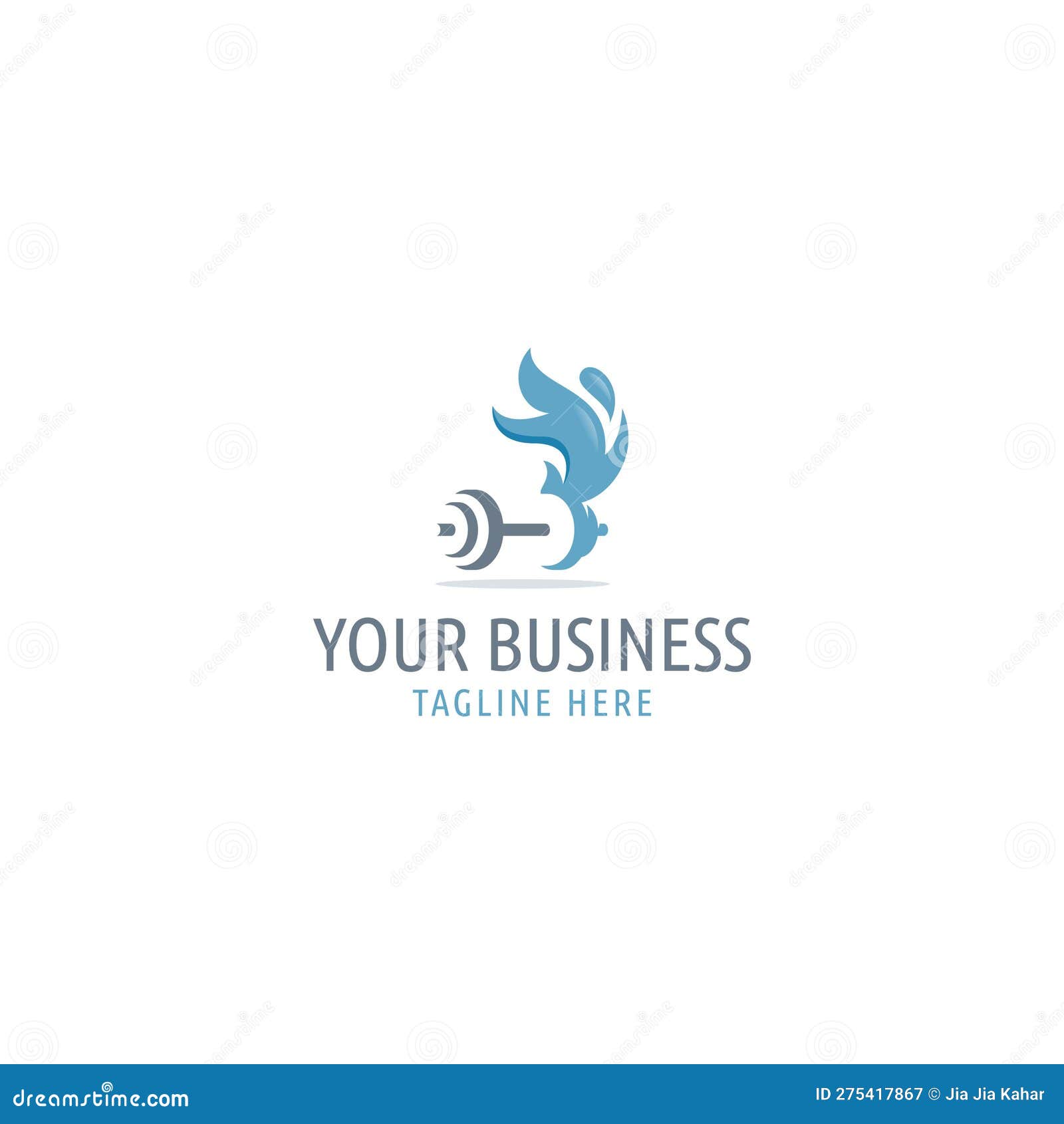 A Logo with a Blue Flame Burning Dumbbell Icon, Perfect for Gym or ...