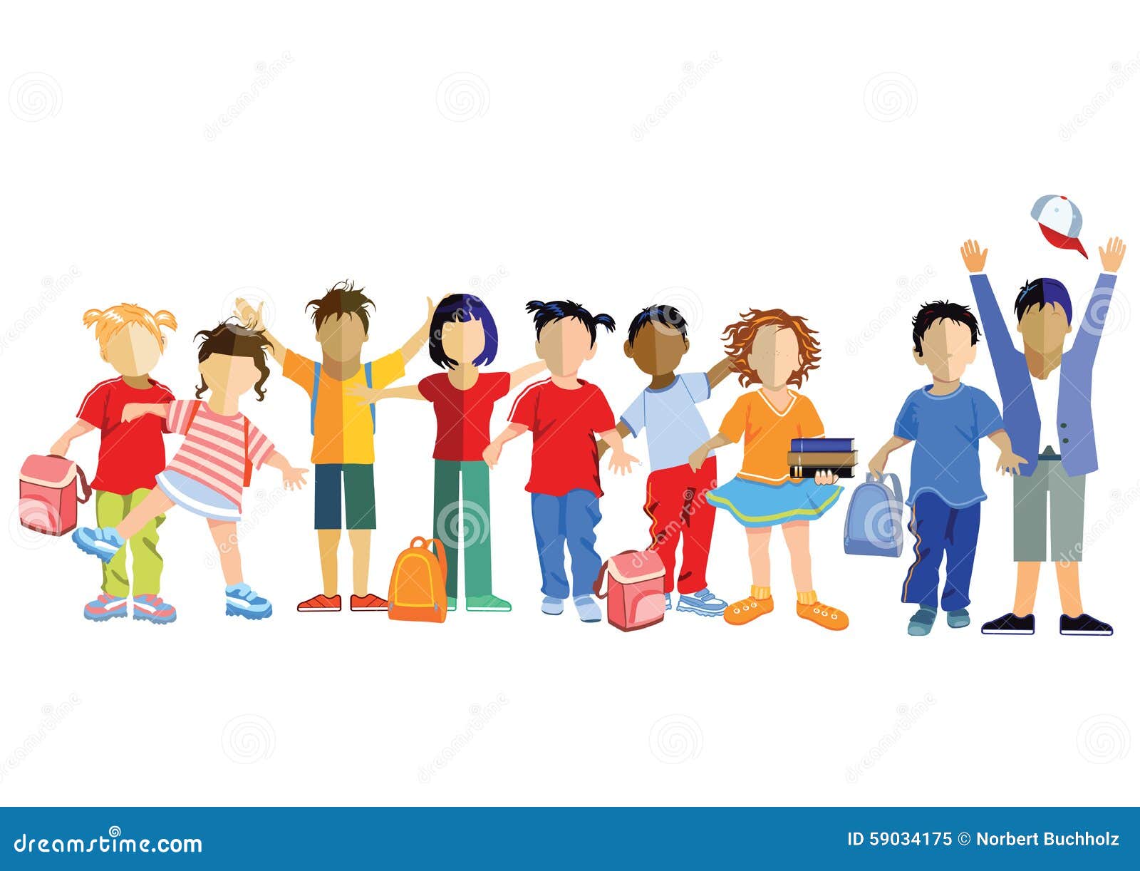 Reihe von Schulkindern vektor abbildung. Illustration von kunst - 59034175