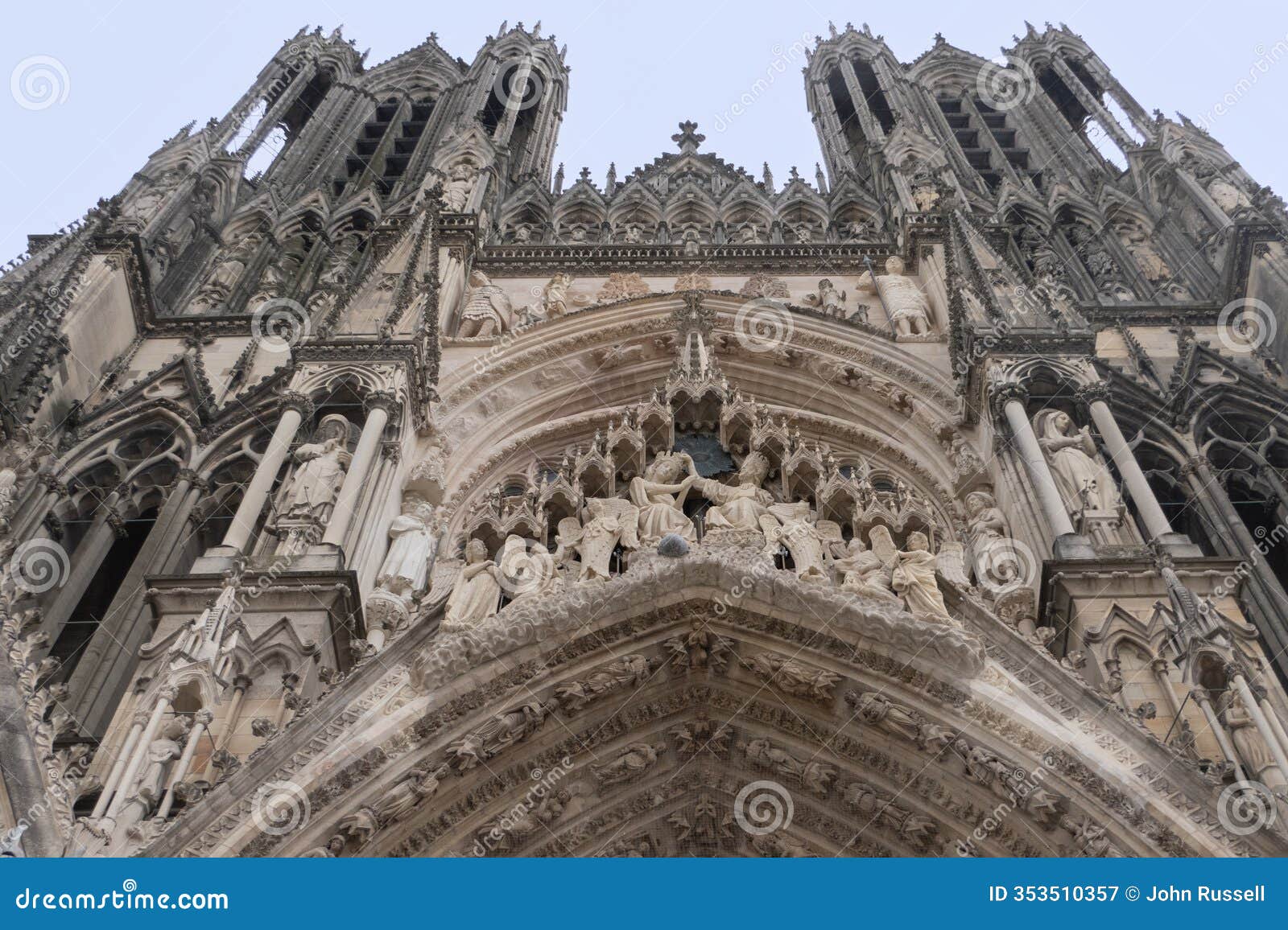 Reims Cathedral Facade stock image. Image of famous - 353510357