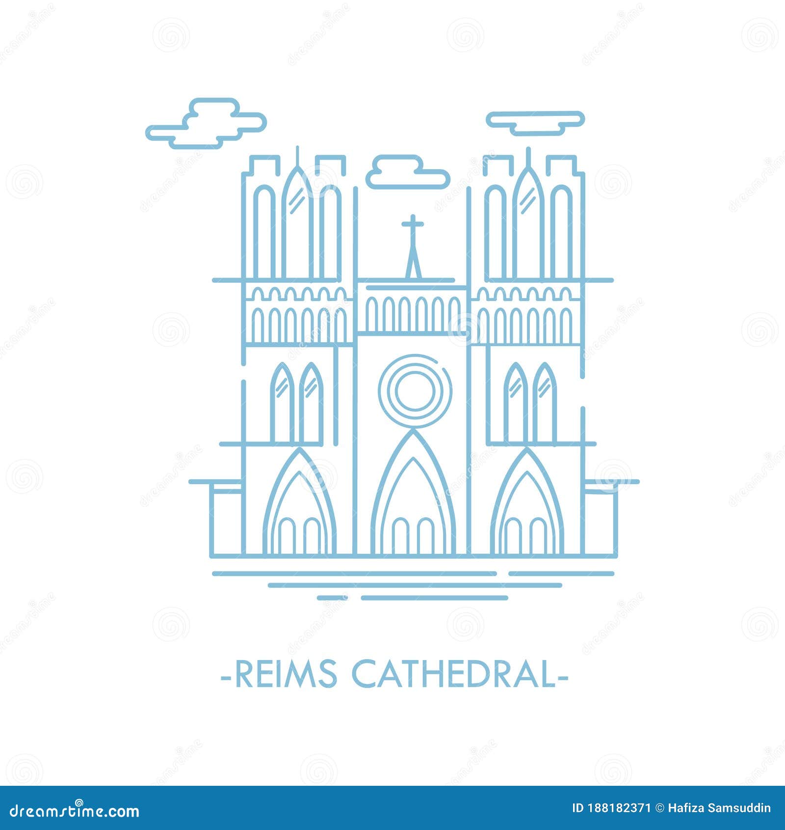 Reims Cathedral. Vector Illustration Decorative Design Stock Vector ...