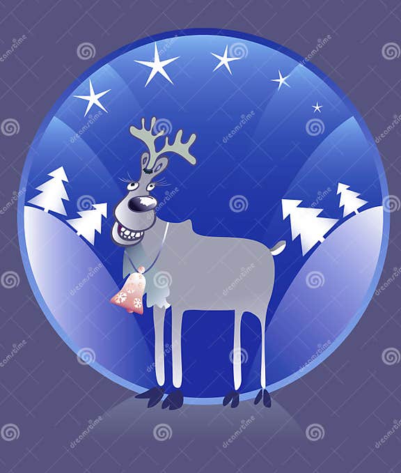Reindeer with bell. stock vector. Illustration of landscape - 11821795